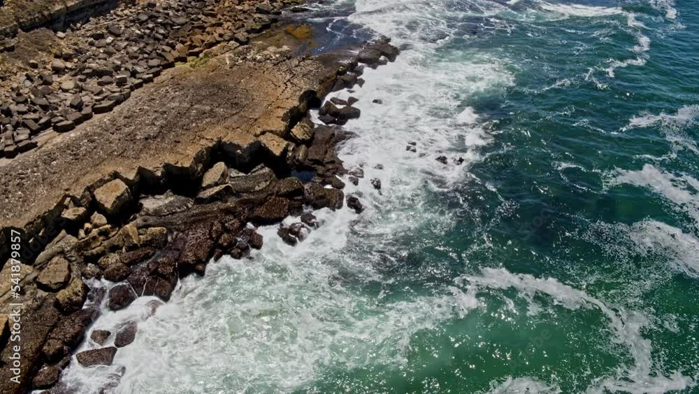 Atlantic Ocean with white waves breaking on the beach Stock Video ...