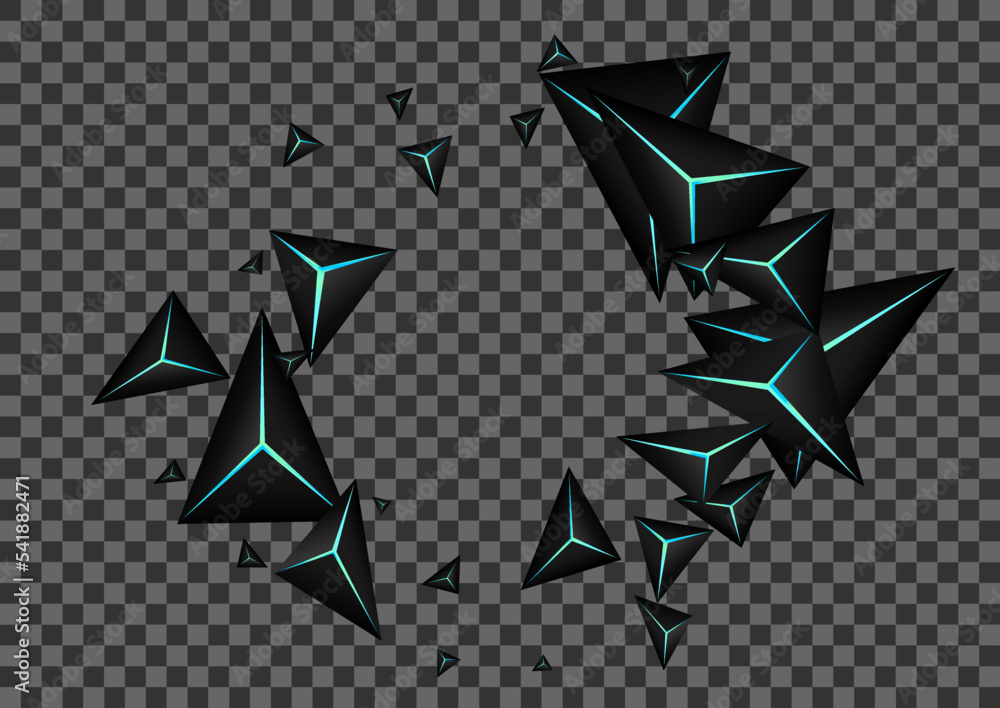 Jet Black Prism Background Transparent Vector. Dark Crystal Effect ...