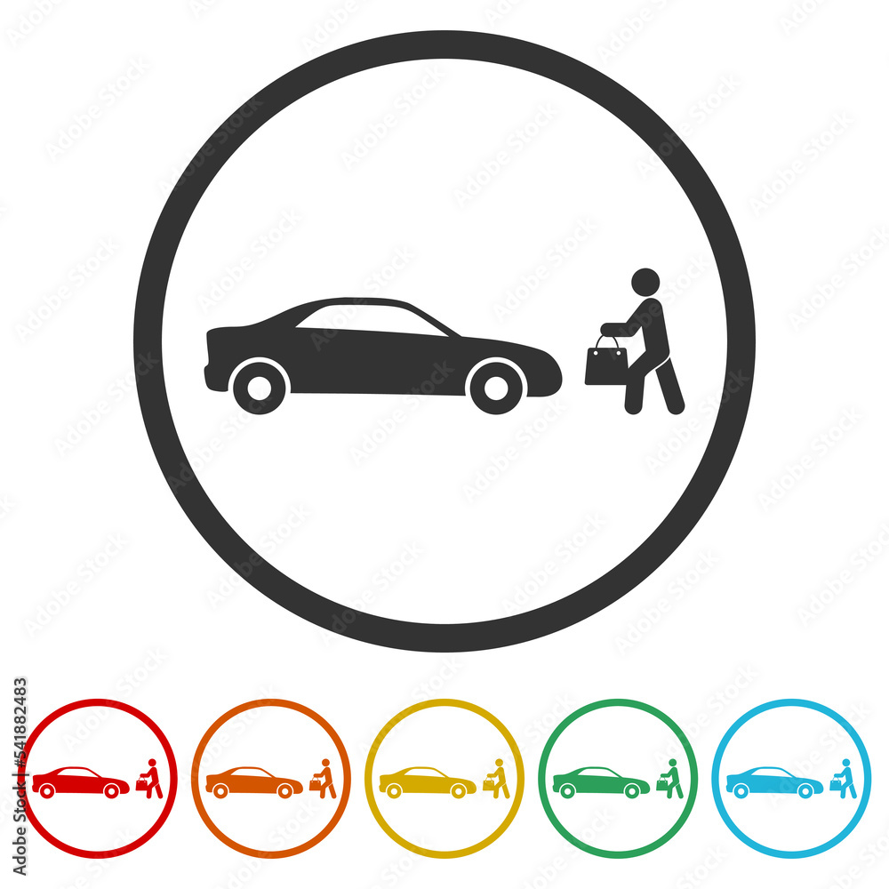 Curbside Pickup icon. Set icons in color circle buttons Stock Vector ...