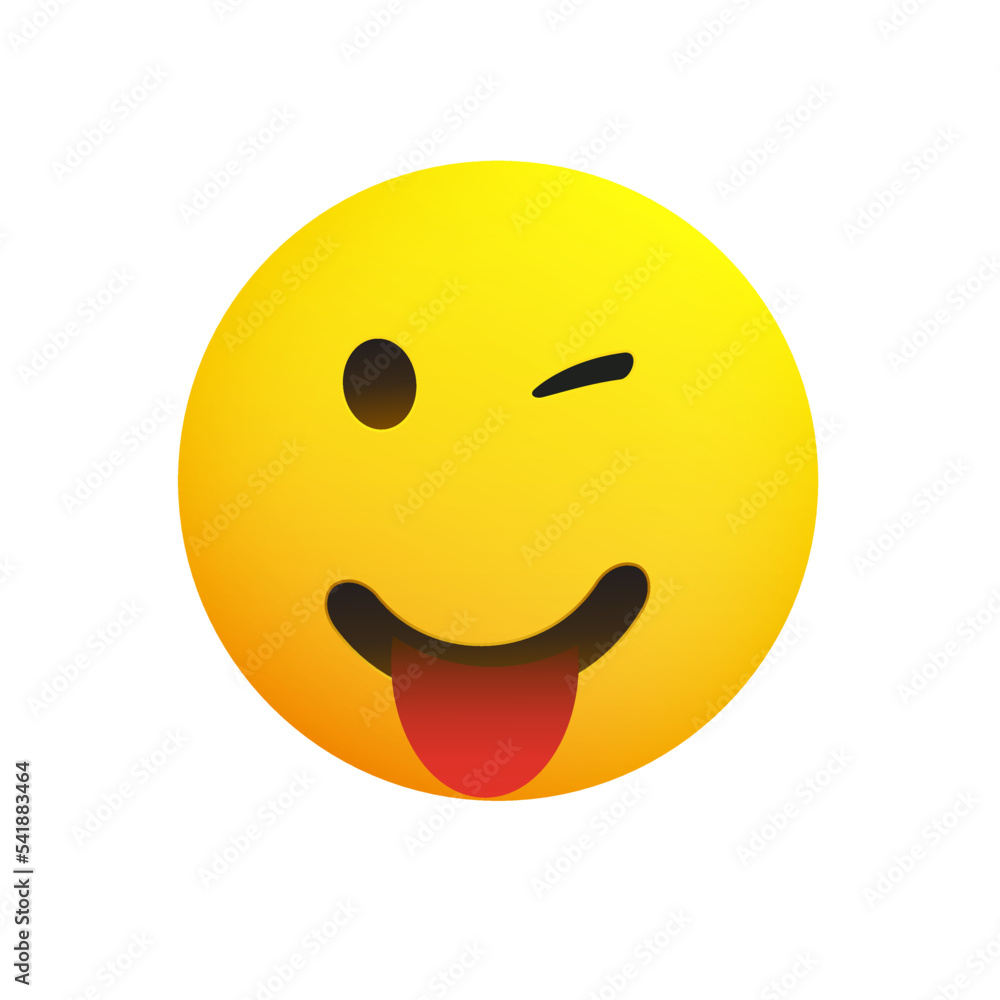 Smiling Emoji With Stuck Out Tongue Simple Happy Emoticon Design