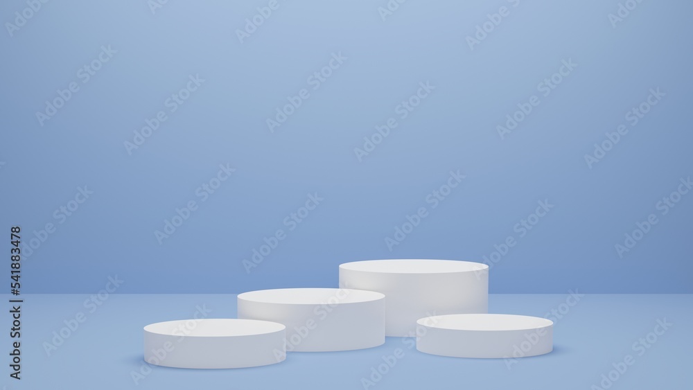 White podium or White circle platform on Blue Backdrop and the Studio ...