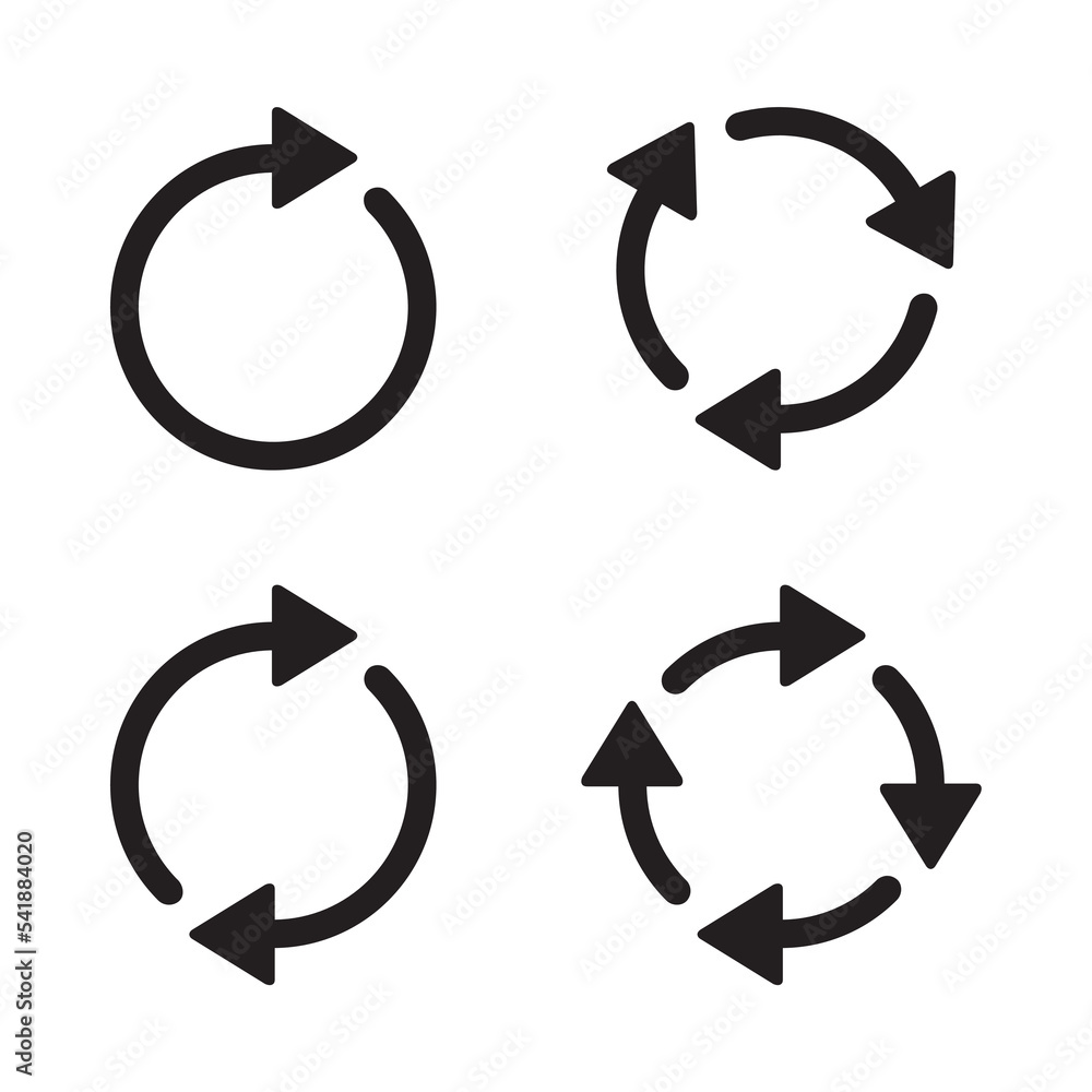Arrows. Set of circle arrow vector icons. Refresh and reload the arrow icon collection. Recycle ...