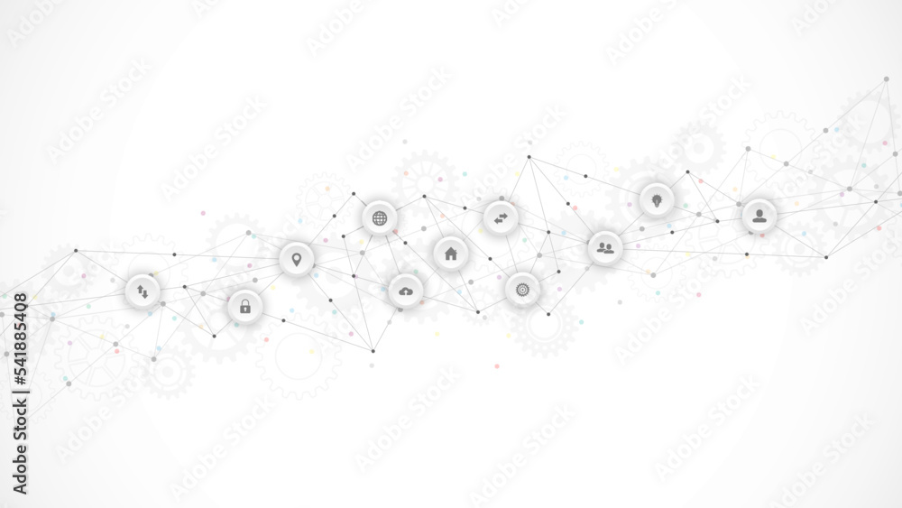 Information technology background with infographic elements and flat ...