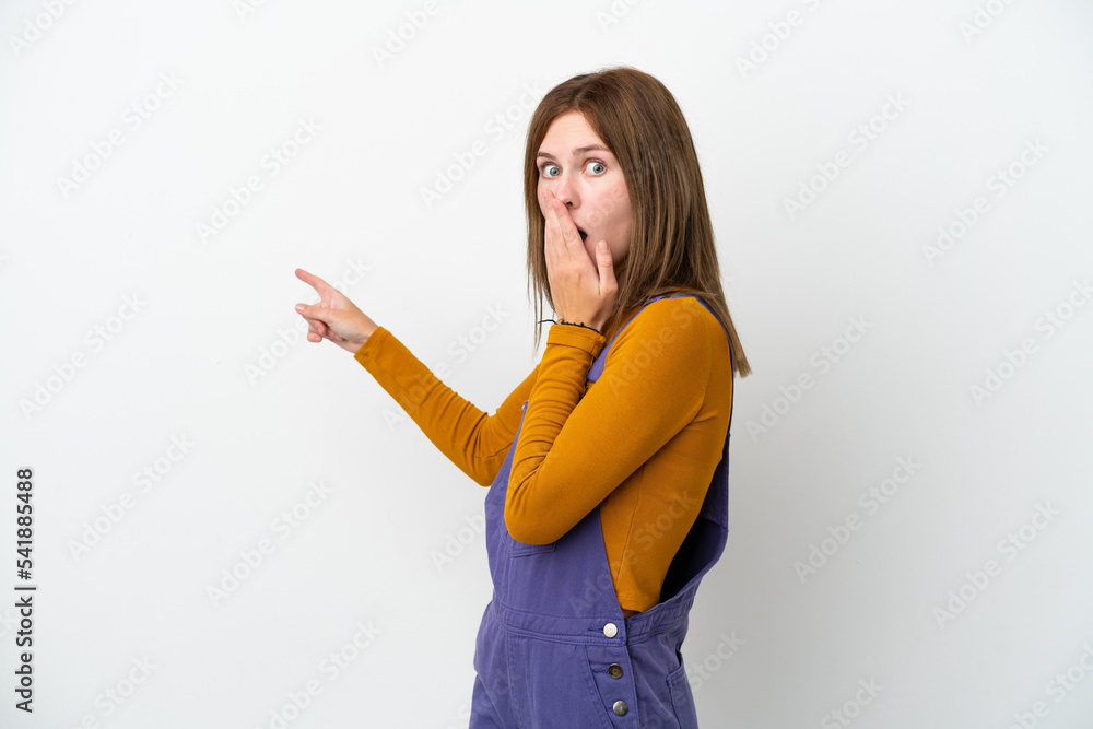 Young English woman isolated on white background with surprise ...