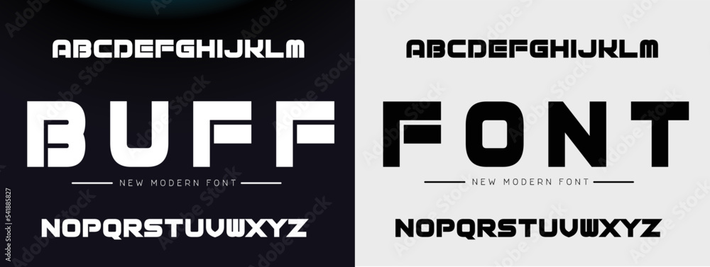 BUFF, Sports minimal tech font letter set. Luxury vector typeface for ...