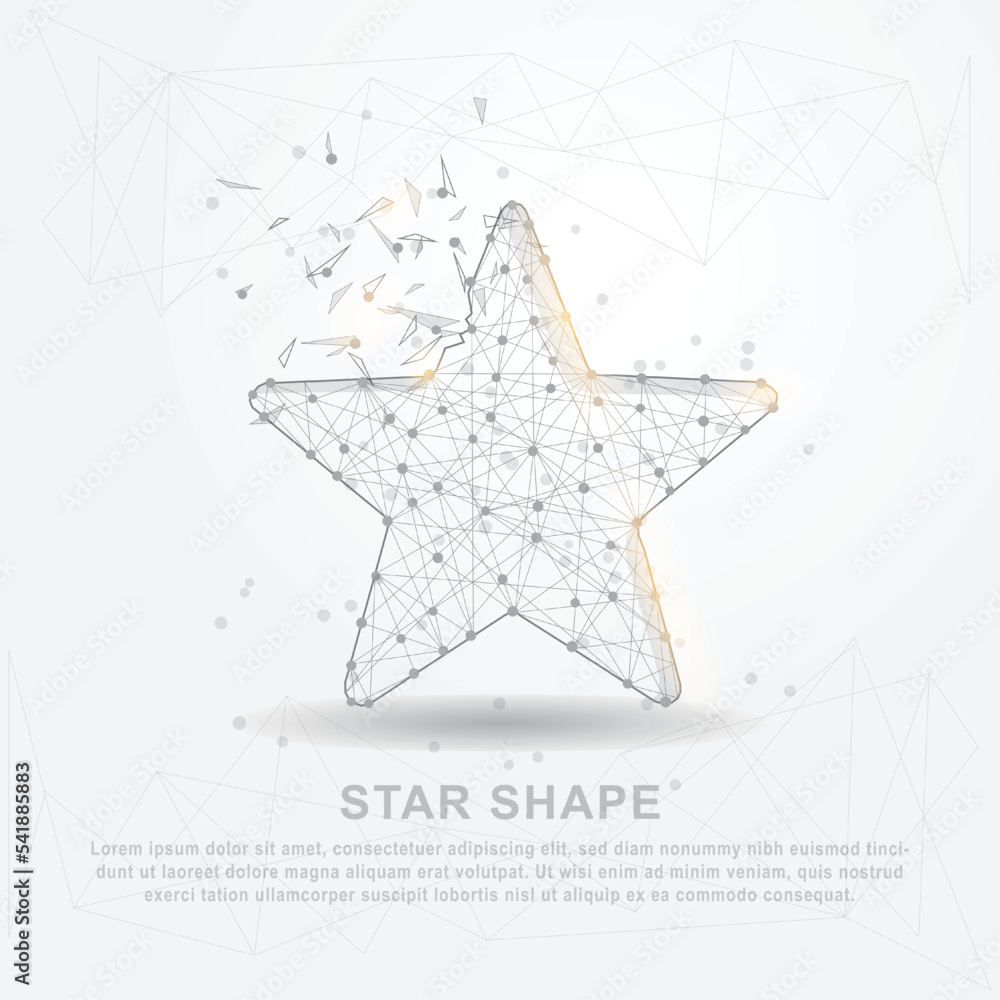 Star point, line and composition digitally drawn in the form of broken ...