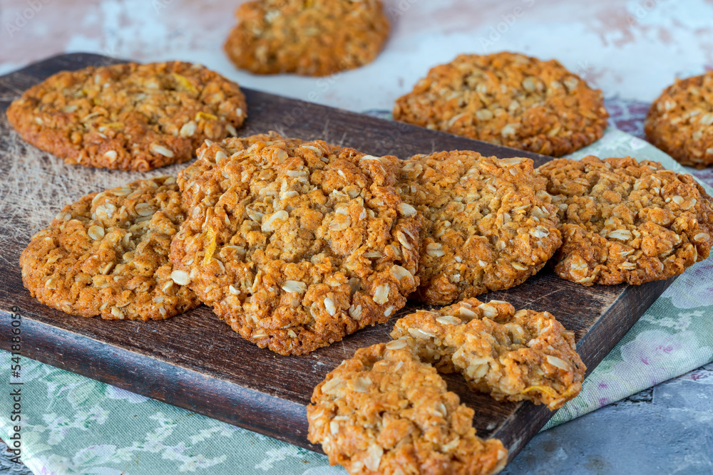 Anzac biscuits - traditional sweet Australian oatmeal and coconut ...