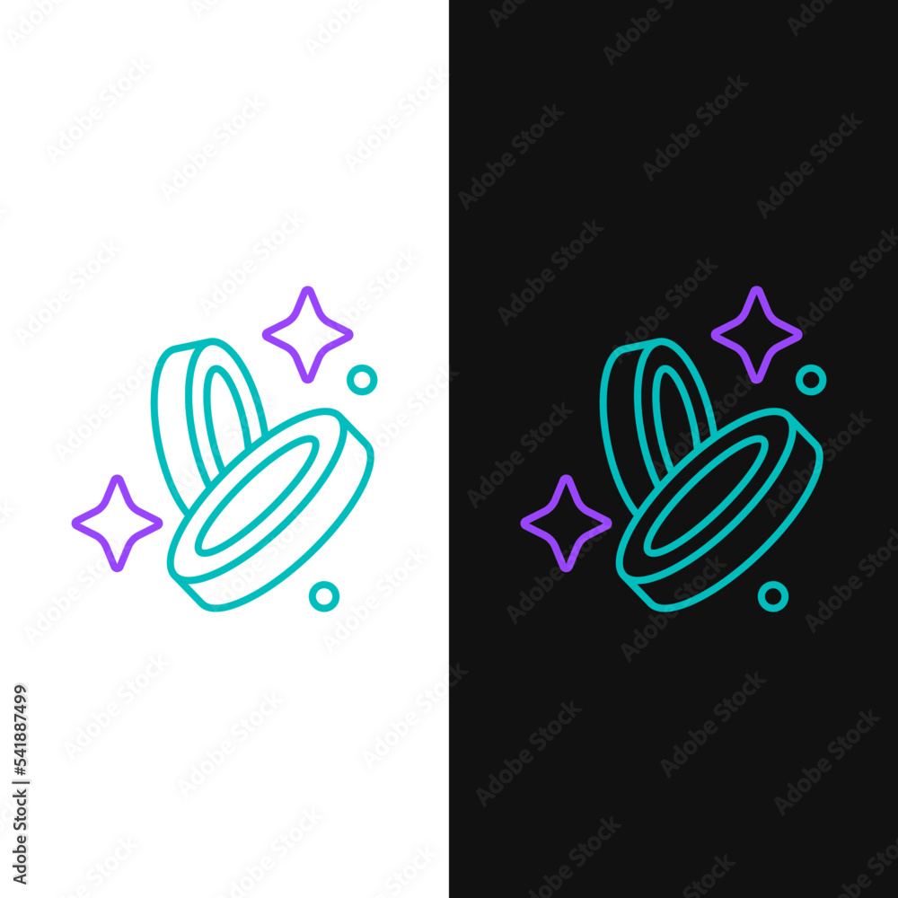 Line Pirate coin icon isolated on white and black background. Colorful ...