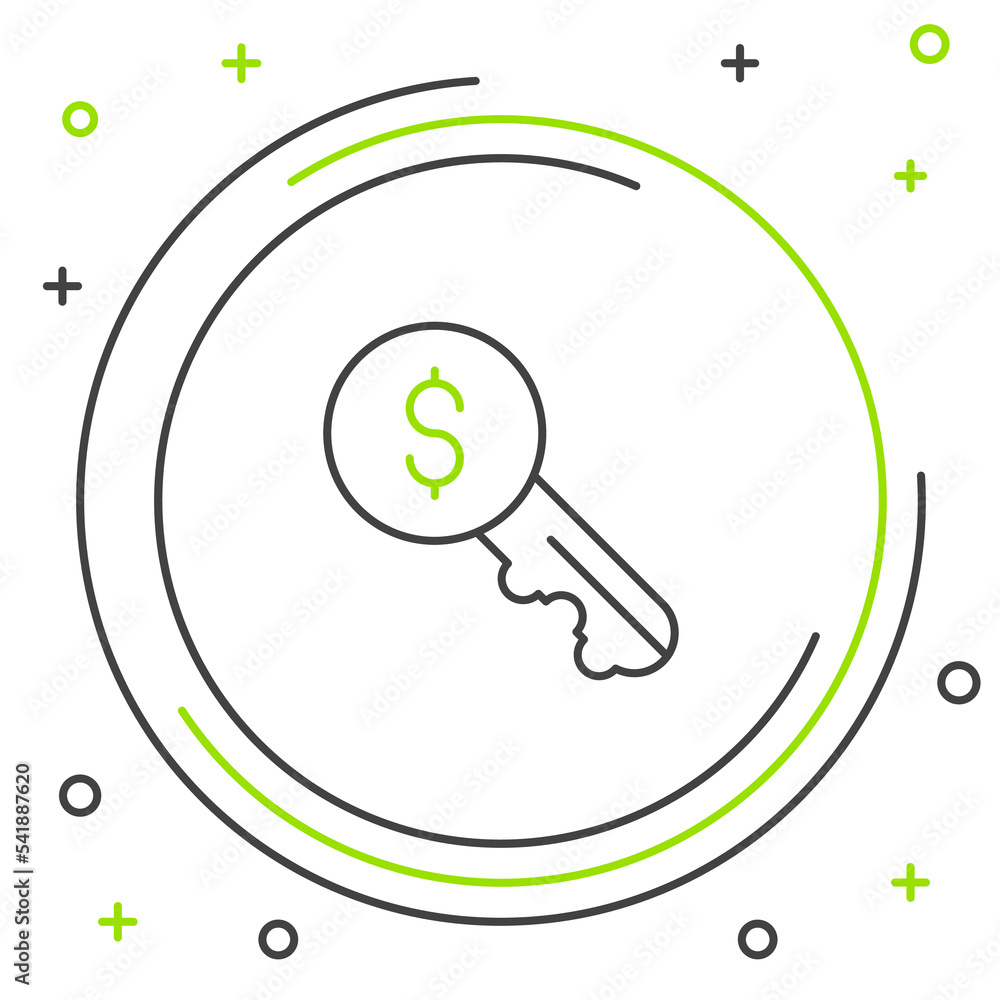 Line Rent key icon isolated on white background. The concept of the ...