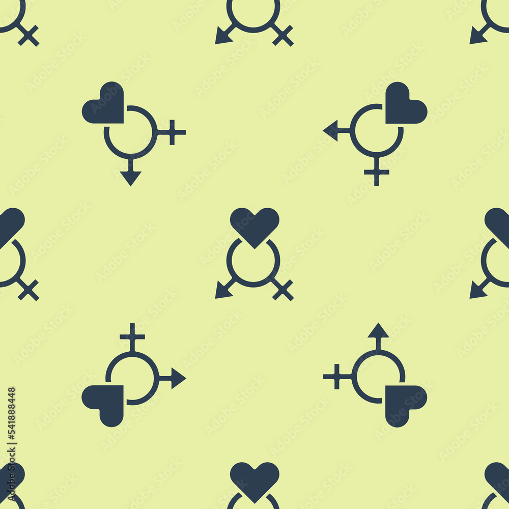 Blue Gender icon isolated seamless pattern on yellow background ...