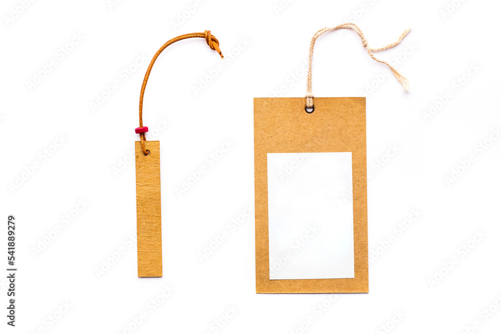 Blank price sale tag tied with string. address label Stock Photo ...