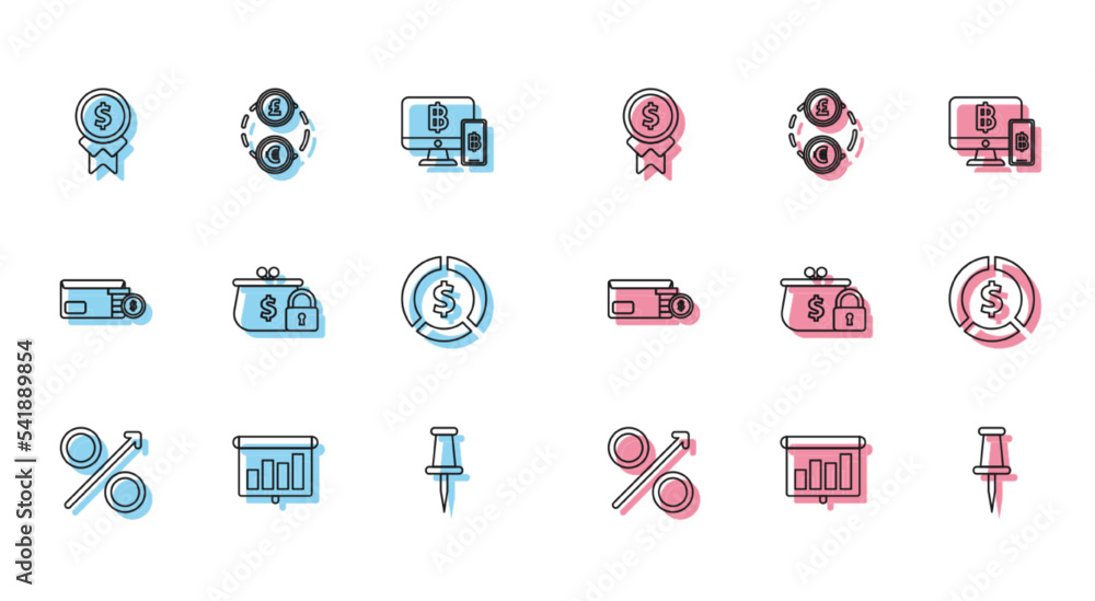 Set line Percent up arrow, schedule, chart, diagram, infographic, pie ...