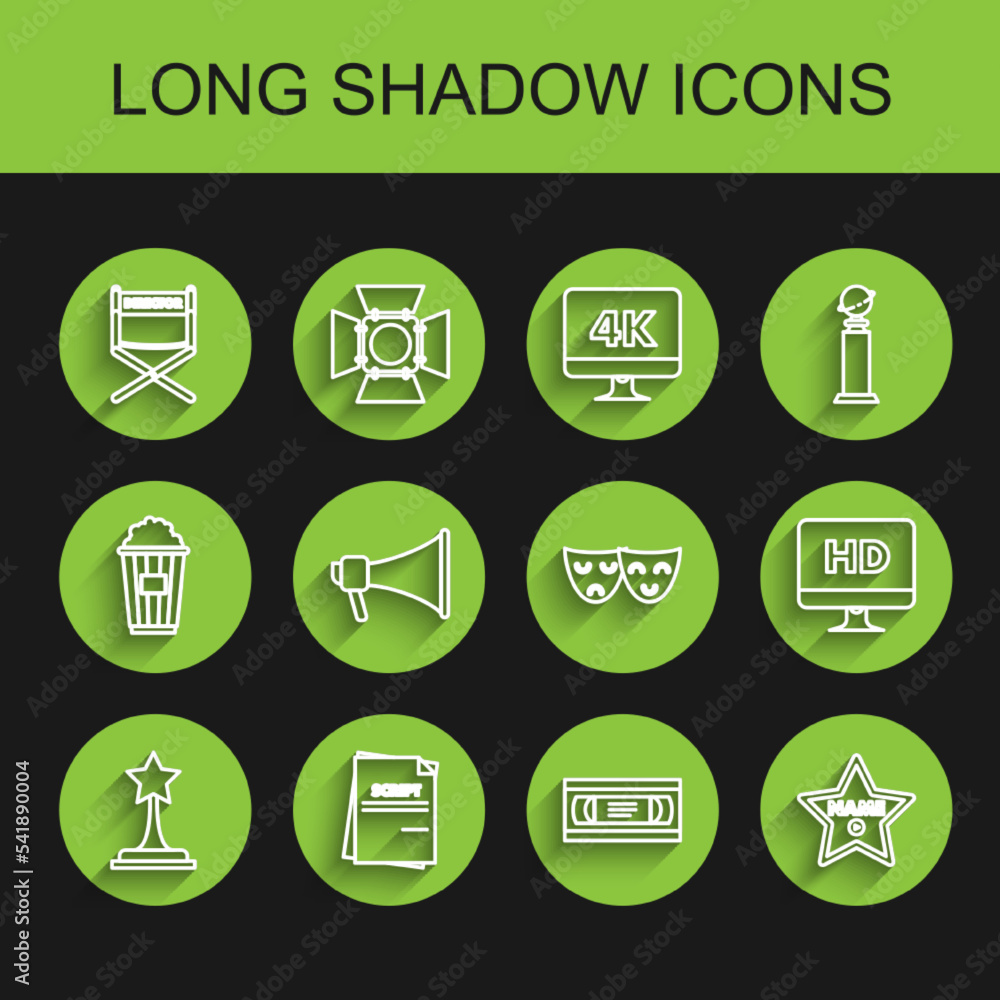 Set line Movie trophy, Hollywood walk of fame star on celebrity ...