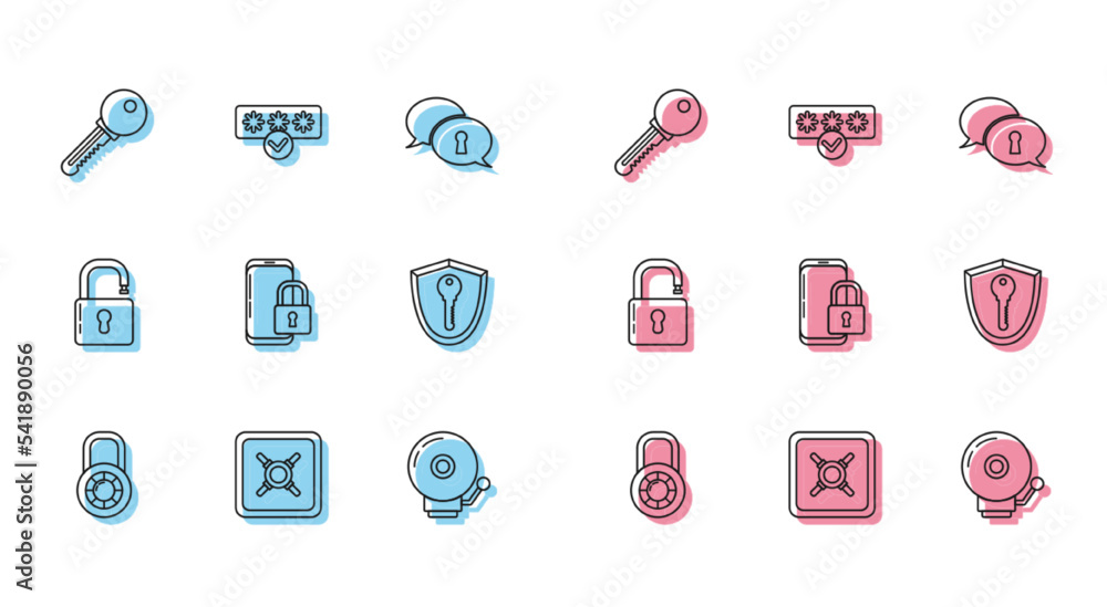 Set line Safe combination lock wheel, Key, Ringing alarm bell ...