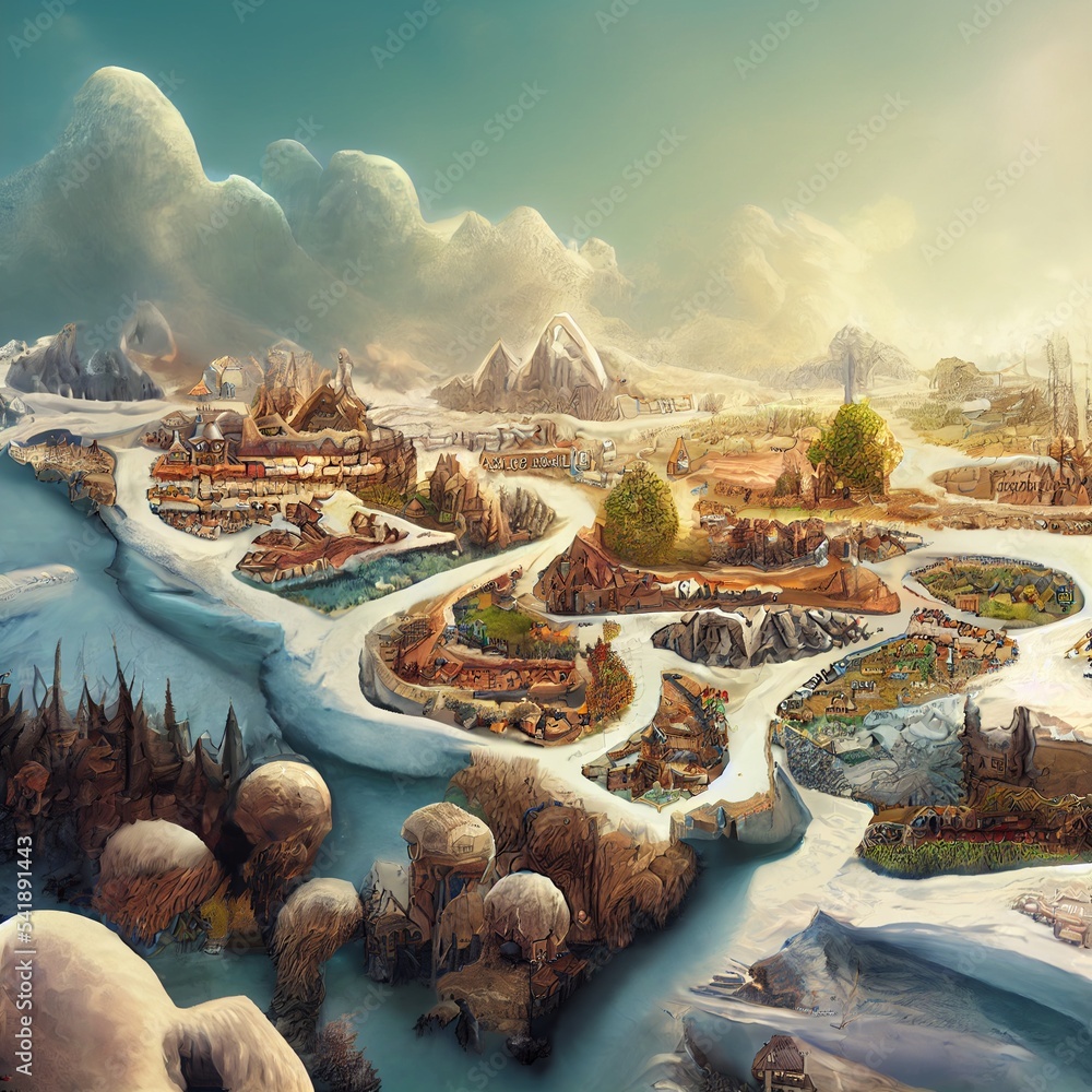 fantasy map rpg remaster Adventure elements with colorful illustration ...