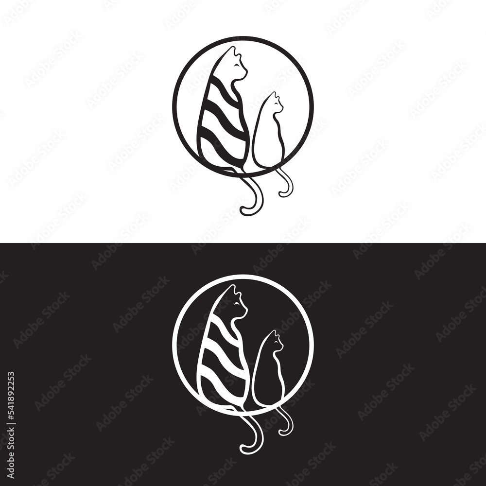 Circle cat animal vector logo design Stock Vector | Adobe Stock