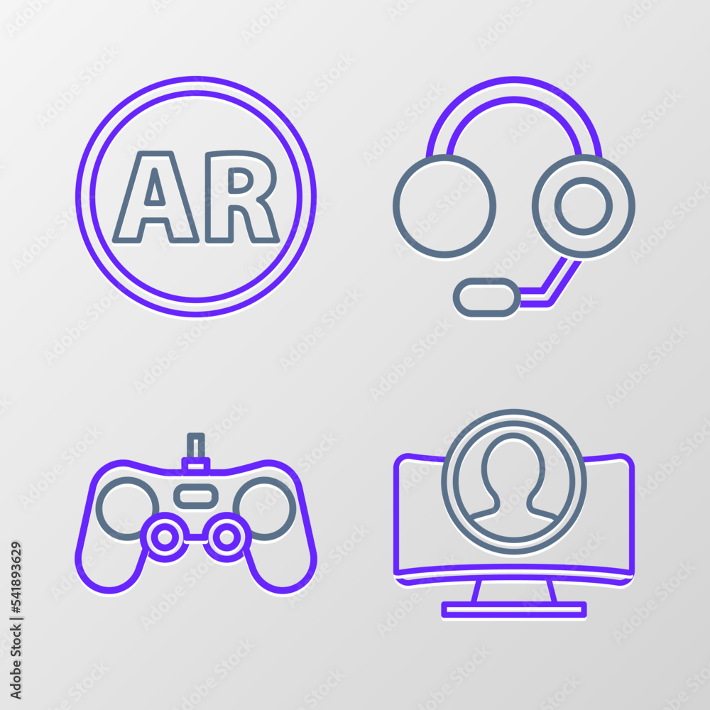 Set line Create account screen, Gamepad, Headphones and Ar, augmented ... Set line Create account screen, Gamepad, Headphones and Ar, augmented ...