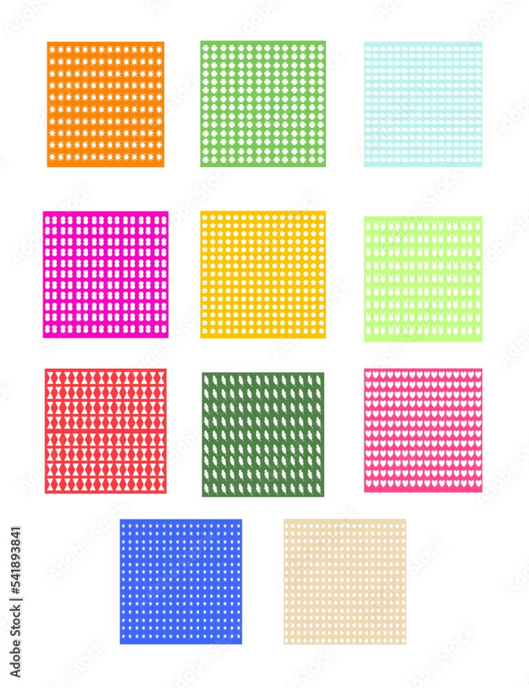 Colorful transparent square pattern shape set isolated on white ...