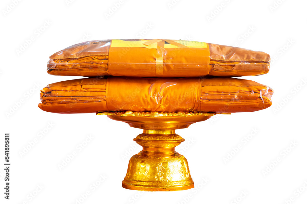 set of monk's robes placed on a pedestal Isolate on transparent ...