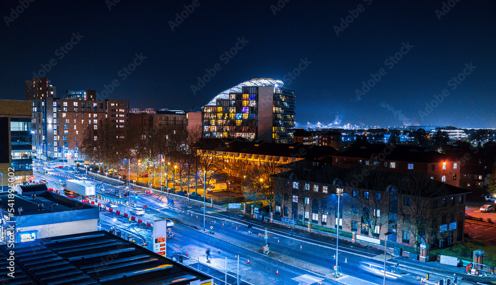 Manchester Skyline Buildings At Night Stock 写真 | Adobe Stock