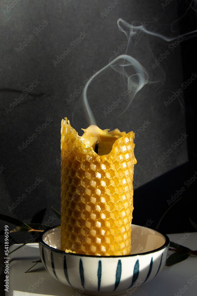 Handmade rolled beeswax candles tied with jute rope holiday present eco ...