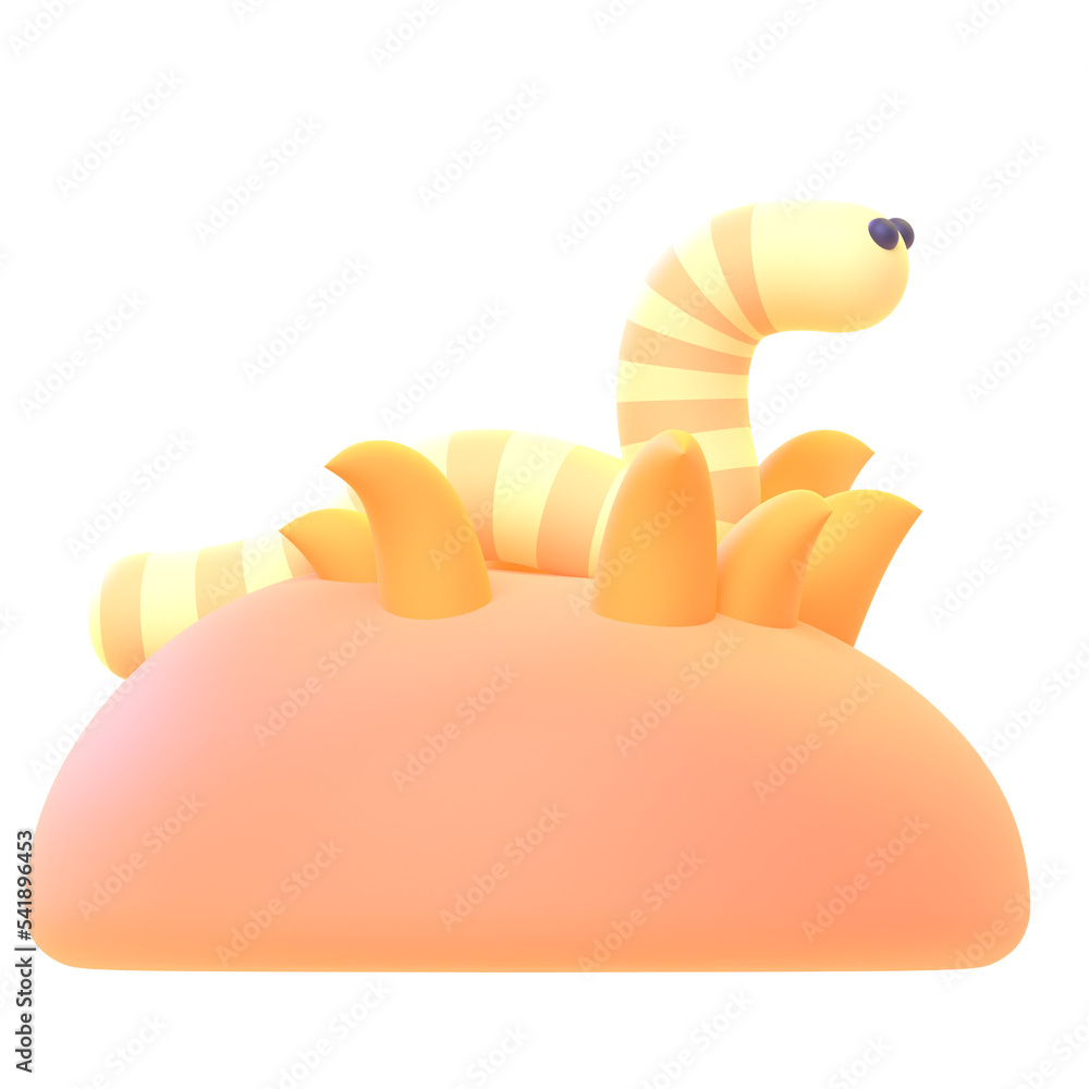 Worm in 3d render for graphic asset web presentation or other Stock ...