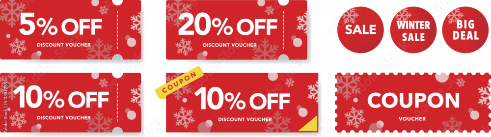 WINTER DISCOUNT COUPON TICKET CARD element template vector illustration ...