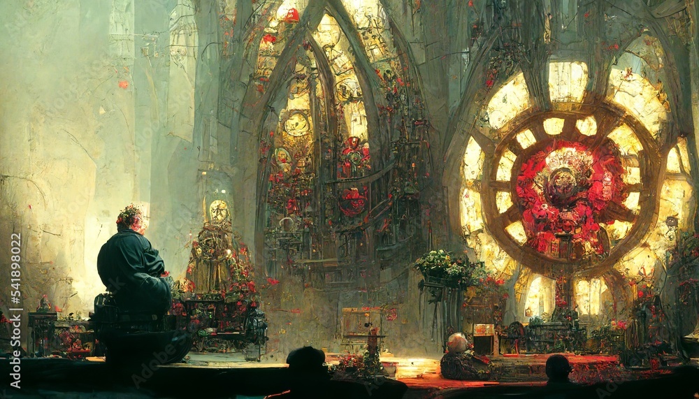 Fat King sitting on a throne in a castle hall fantasy illustration ...