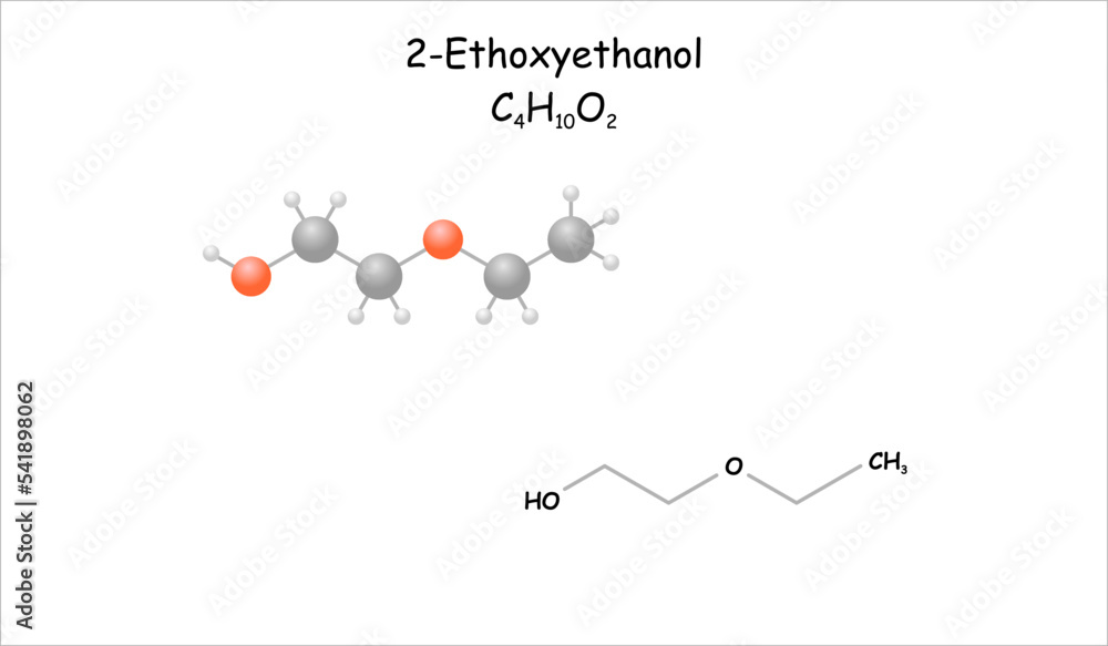 Stylized Molecule Model Structural Formula Of 2 Ethoxyethanol Stock Vector Adobe Stock