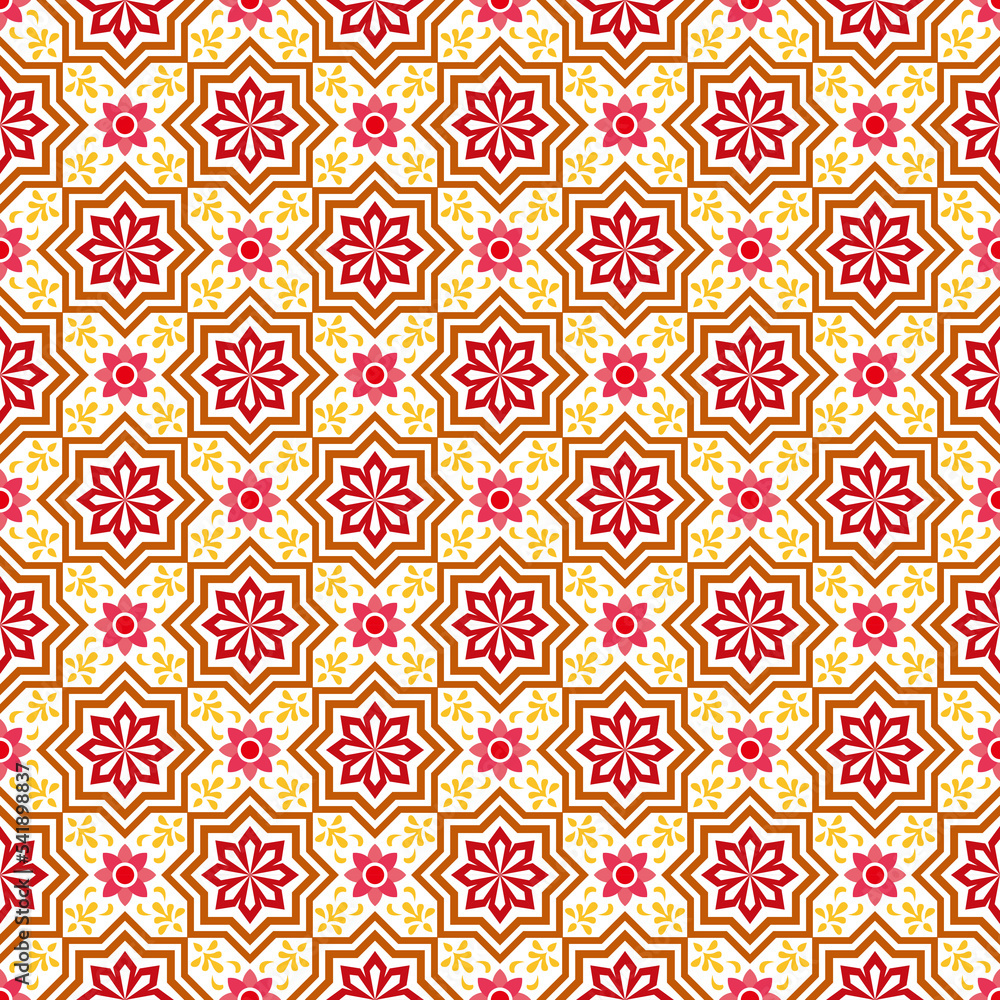 Seamless background image of vintage star flower pattern. Stock ...