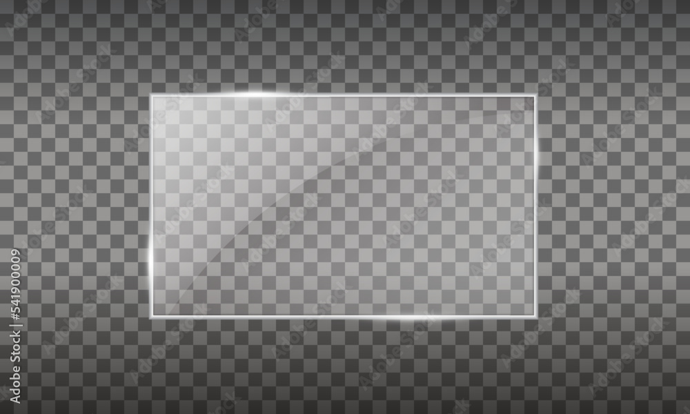 Vector glass rectangle on a transparent background. Transparent mirror ...