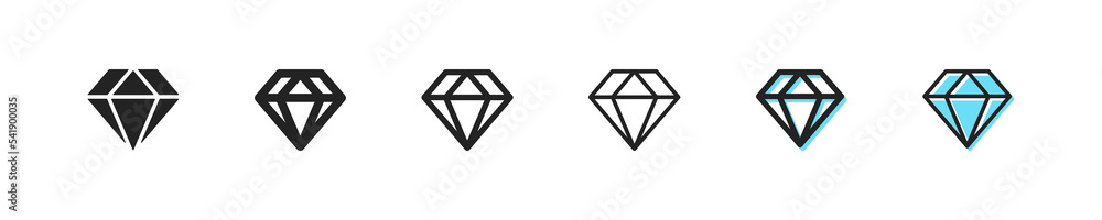 Diamond icon. Vector gem symbol. Simple gemstone outline signs. Credit ...