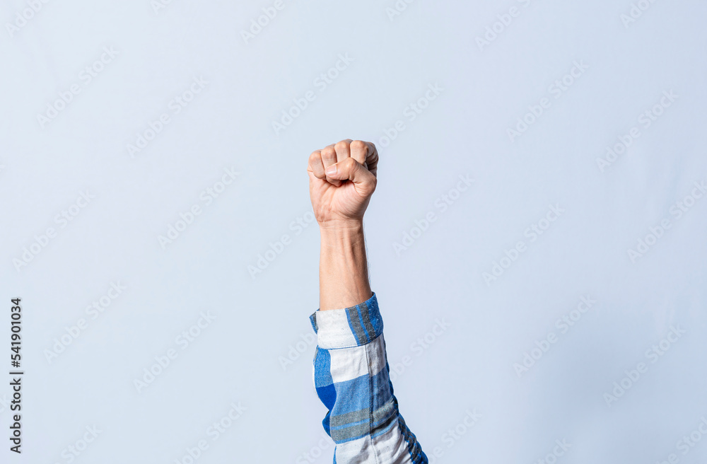 Hand gesturing the letter E in sign language on isolated background ...