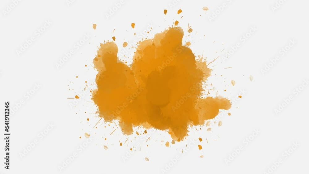 ink splatter compositing. Abstract orange color ink splatter slow ...
