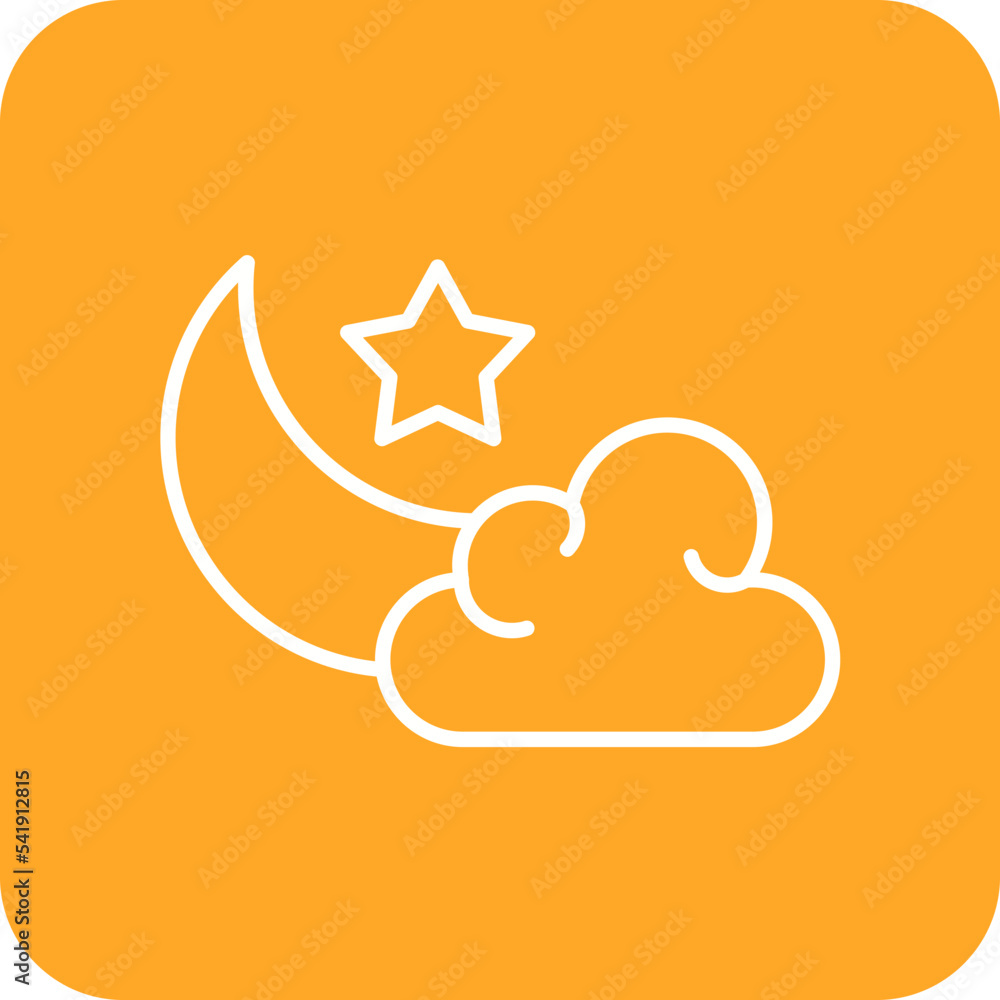 Star And Crescent Moon Line Round Corner Background Icon Stock Vector ...