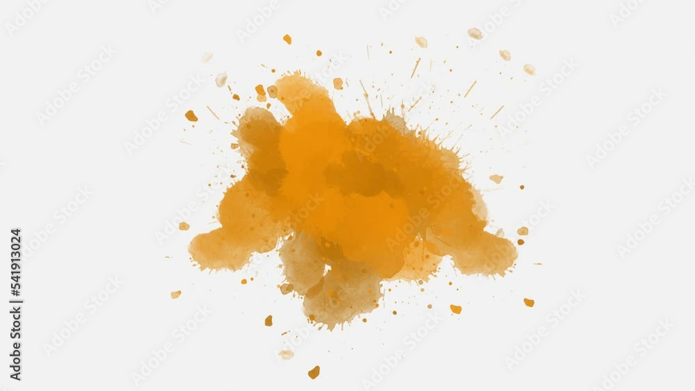 ink splatter compositing. Abstract orange color ink splatter slow ...