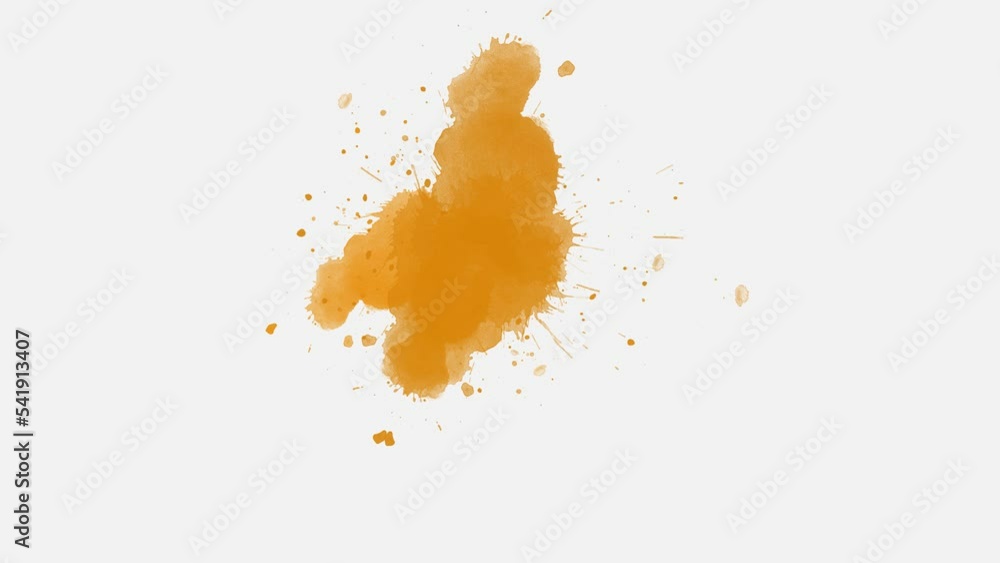 ink splatter compositing. Abstract orange color ink splatter slow ...