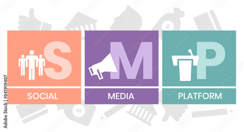 SMP - Social Media Platform acronym, concept background. vector ...