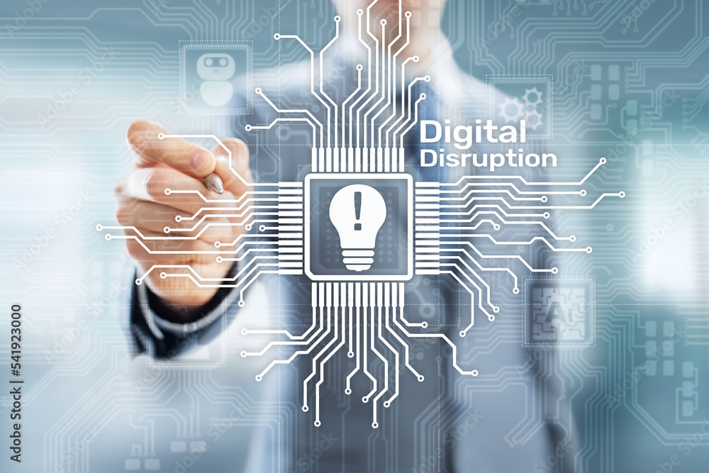 Digital Disruption. Disruptive business ideas. IOT internet of things ...
