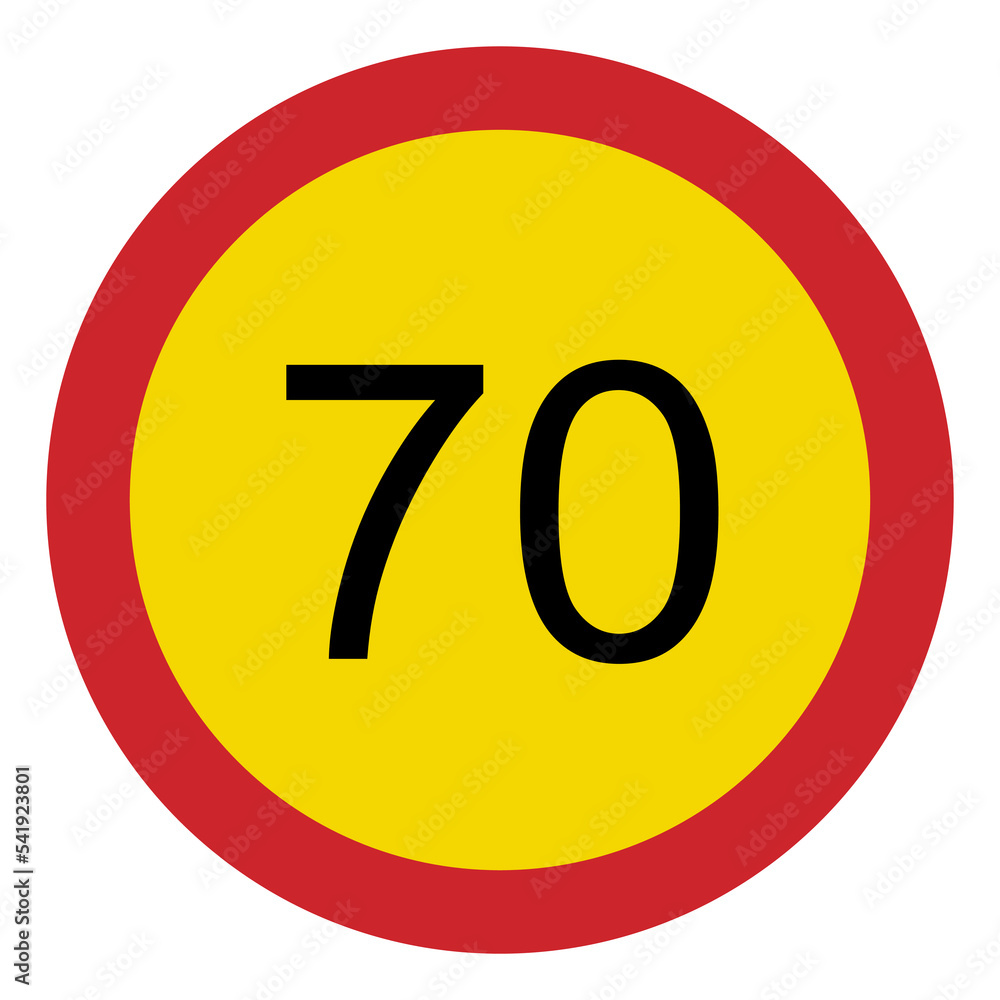 Prohibited road signs. Speed limit 70. Traffic signs. Stock Vector ...