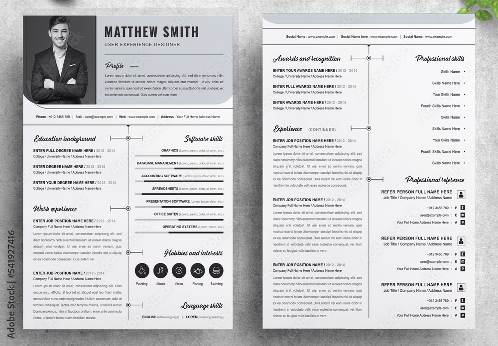 Fashion Designer Resume CV Template Stock Template | Adobe Stock