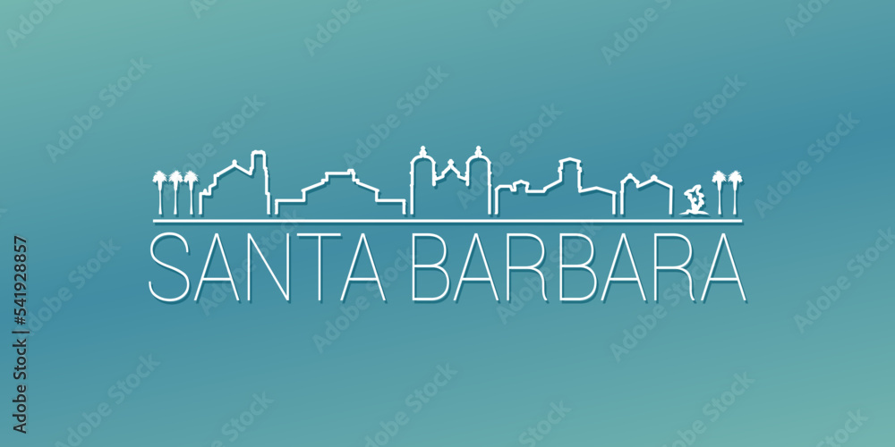 Vetor de Santa Barbara, CA, USA Skyline Linear Design. Flat City ...