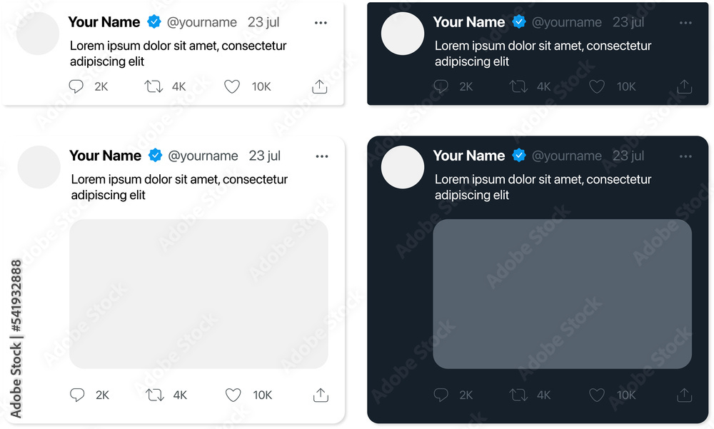 Collection of Twitter tweet templates. Isolated Twitter messages on a ...