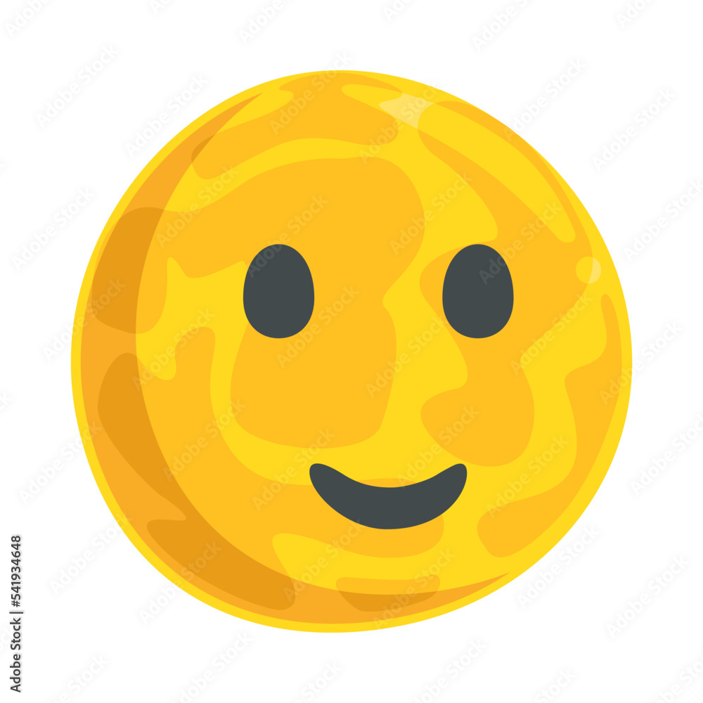 Moonface Sign Emoji Icon Illustration. Happy Moon Vector Symbol ...