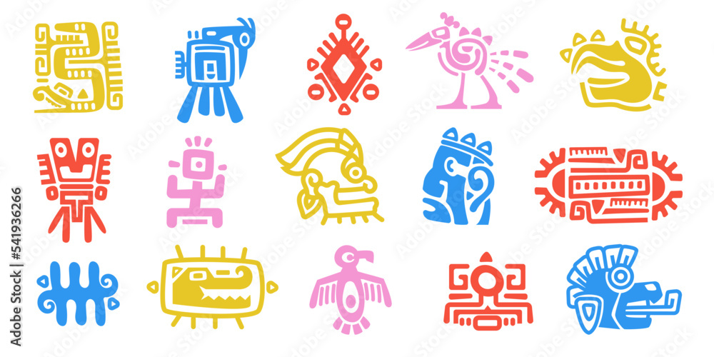 Mayan animal totem. Ancient maya aztec native mythology symbols ...