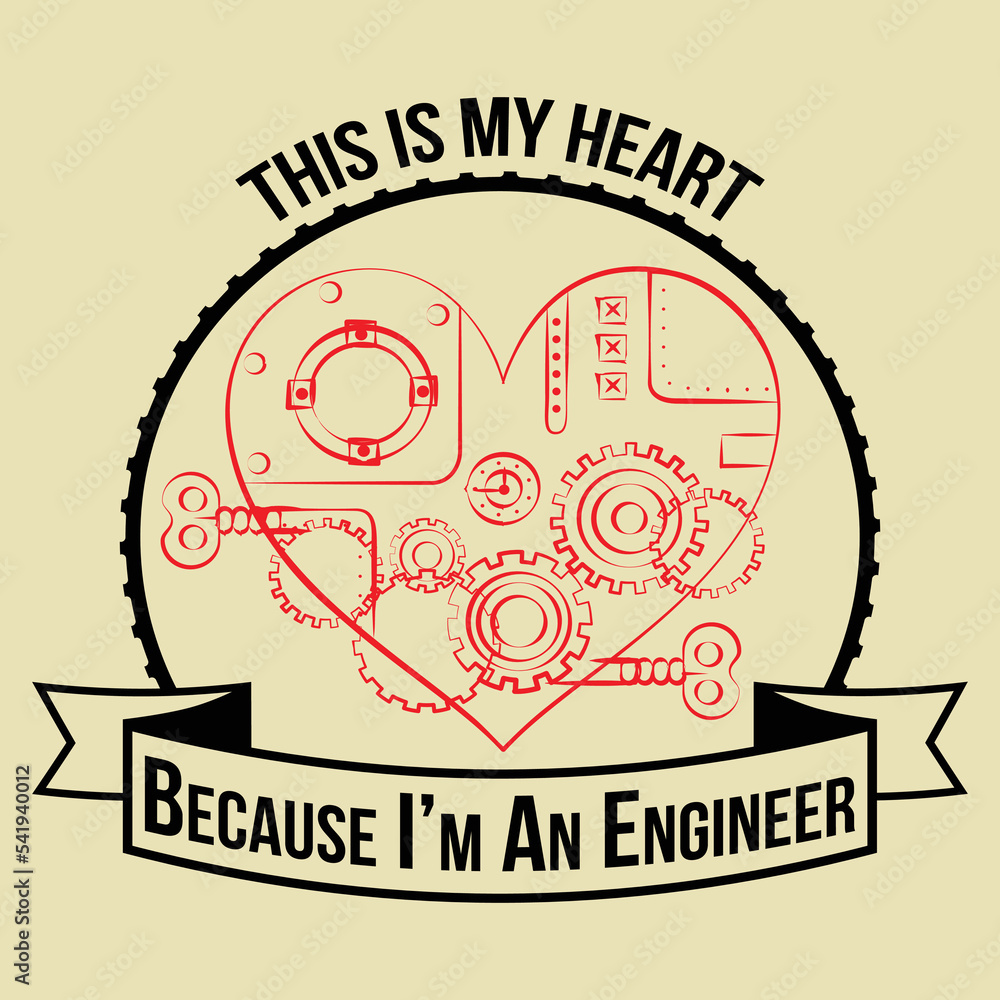 Mechanical Engineer heart in steampunk style. Isolated Vector ...