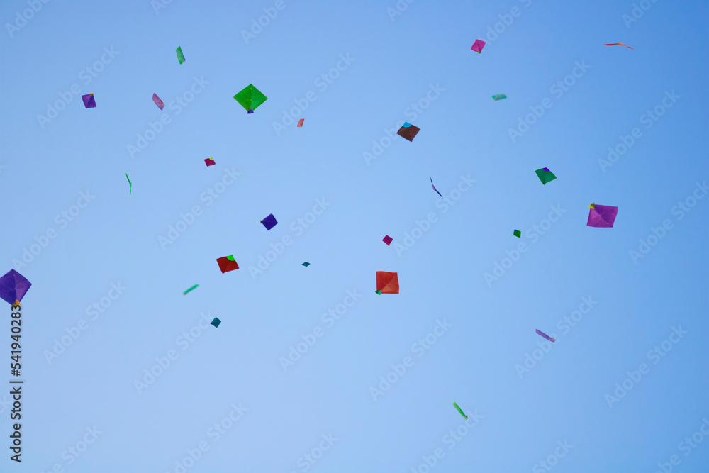 Kites flying on Uttrayan (Makar Sankranti), Ahmedabad, Gujarat, India ...