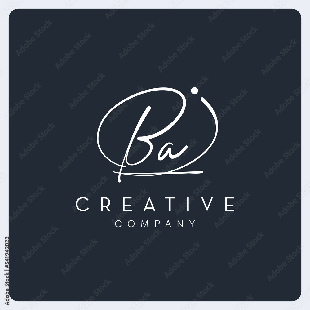 Signature BA logo design, signature letter creative logo for business ...