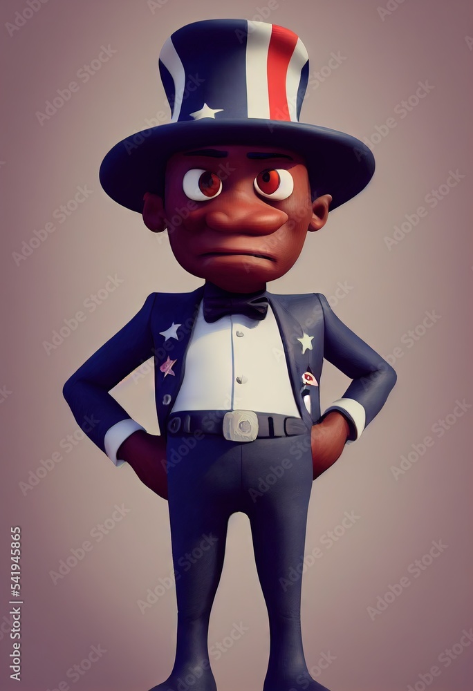 3D rendered computer generated image of African American Uncle Sam in ...