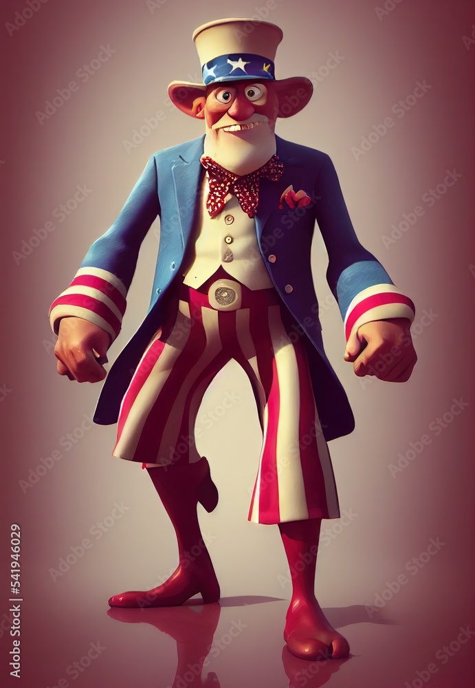 3D rendered computer generated image of Uncle Sam in a cute animated ...